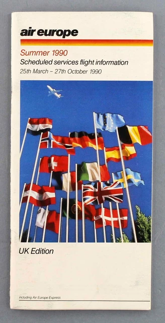 AIR EUROPE SUMMER 1990 Airline Timetable Uk Edition Seat Maps £14.95 ...