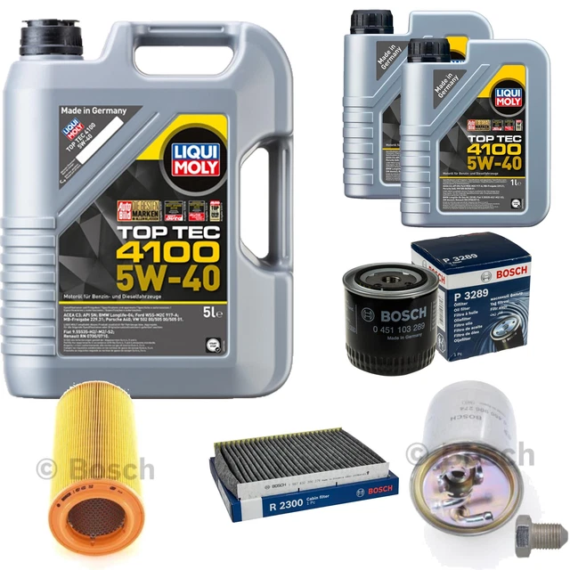 BOSCH INSPECTION SET 7L Huile Liqui Moly Top Tec 4100 5W-40 pour VW Lupo 1.7 EUR 158,31 ...