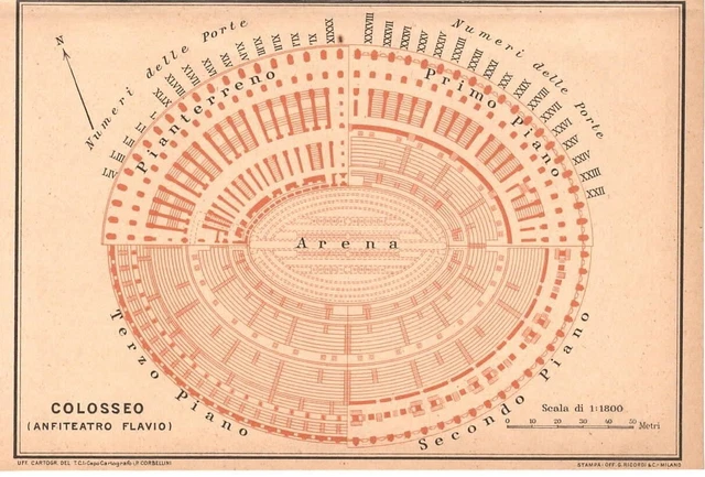 CARTA GEOGRAFICA ANTICA ROMA COLOSSEO TCI 1925 Old Antique map Rome EUR ...