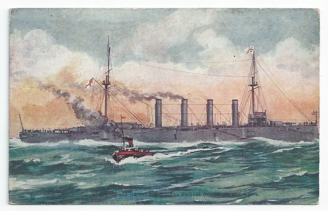 HMS DRAKE DRAKE class Armoured Cruiser Royal Navy - Unused PC £9.56 ...