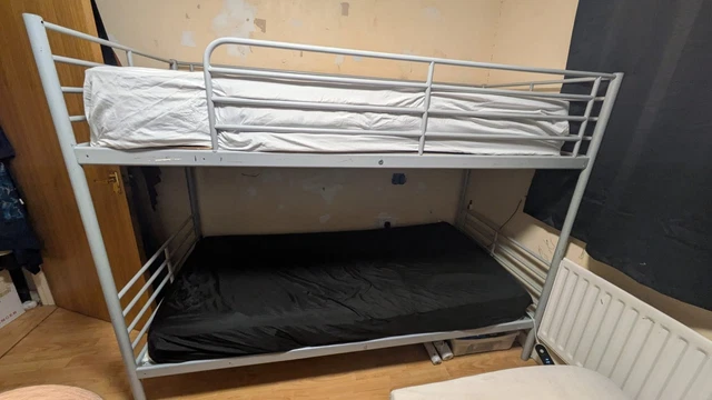 IKEA SVÄRTA BUNK Bed Frame Metal Silver Grey W90 x L200 x H159 cm Used ...