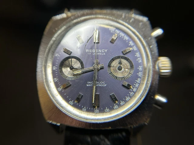 1960'S VINTAGE REGENCY Chronograph Landeron 248 Sunburst Blue Panda ...
