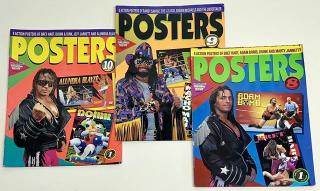 RARE VINTAGE WWF Posters Magazine #8, 9, 10 Special Edition *Has All ...