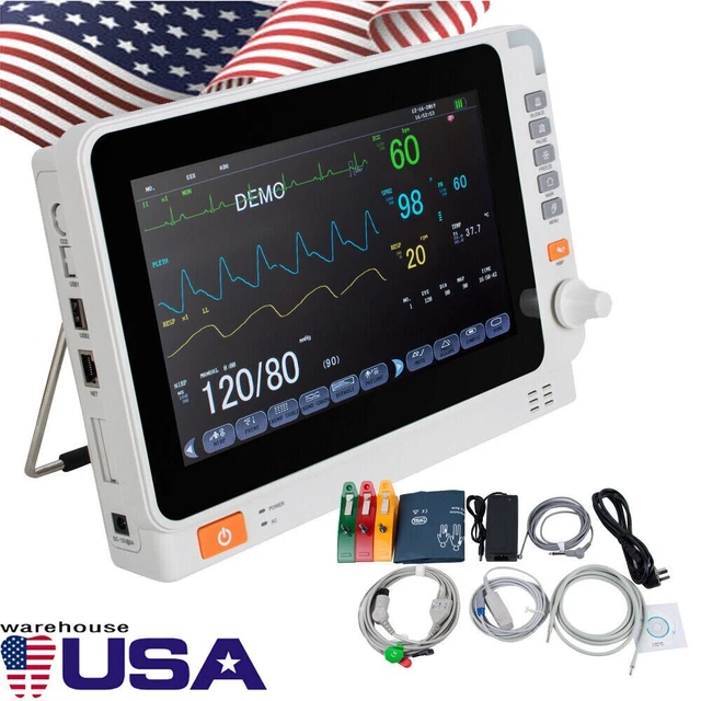 10 PORTABLE MEDICAL Signs ECG NIBP RESP TEMP SPO2 PR Monitor $438.97 ...