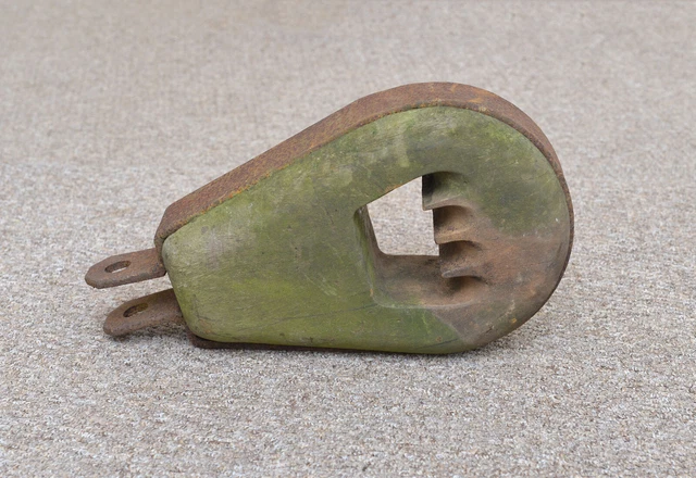 ANTIQUE WOODEN BLOCK old ships rigging block wooden pulley hoist ships ...