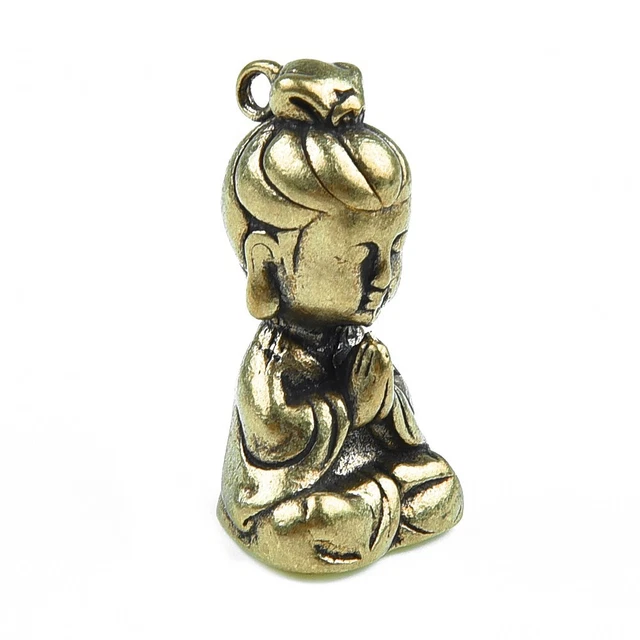 MINI STATUE DE Bouddha antique unique en laiton guanyin ornement pour bureau à EUR 7,34 ...
