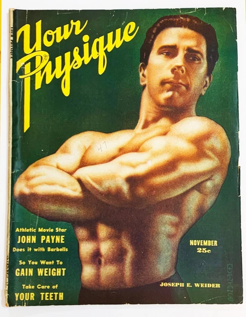 JOE WEIDER NOV 1947 YOUR PHYSIQUE MAGAZINE Bodybuilding Muscle VINTAGE ...