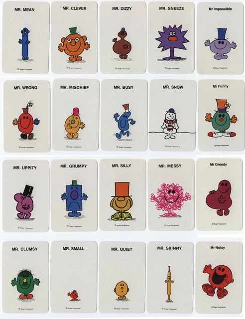 MR MEN RARE Vintage Original 1970s Blank Back Swap Cards Lot Snow ...
