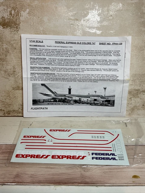 FLIGHTPATH DECALS, #FP44-129, Federal Express Old Colours 747, 1/144 £5 ...