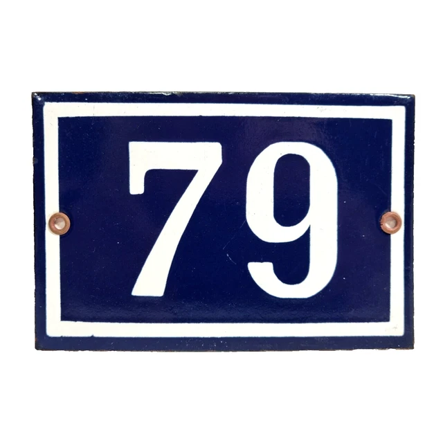 VINTAGE FRENCH BLUE house address number enamel sign plaque 79 Parisian ...