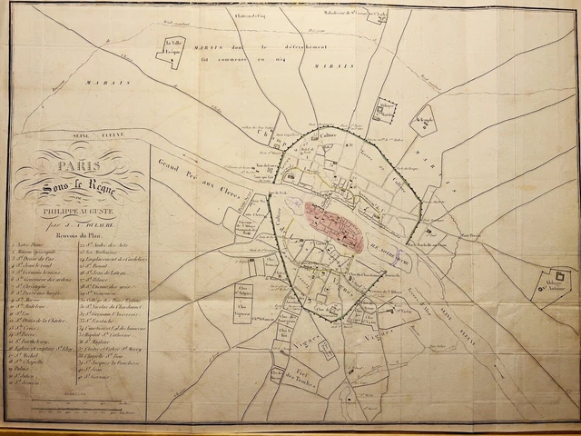 CARTE ANTIQUAIRE 1812 Plan Original de Paris France Cité Napoléon ...