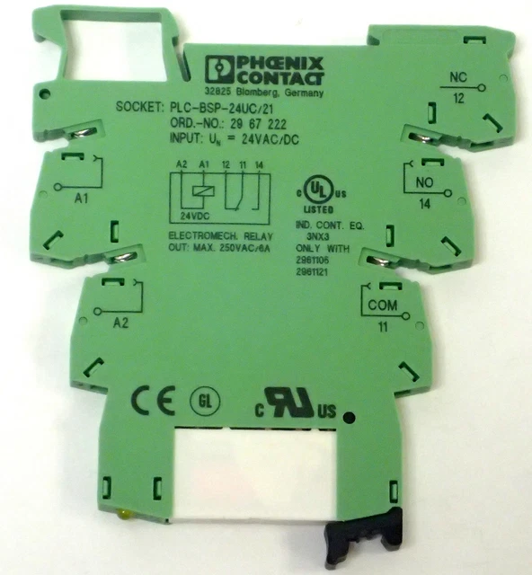 PHOENIX CONTACT PLC-BSP-24UC/21 Relay Socket Terminal Block 24V Din ...
