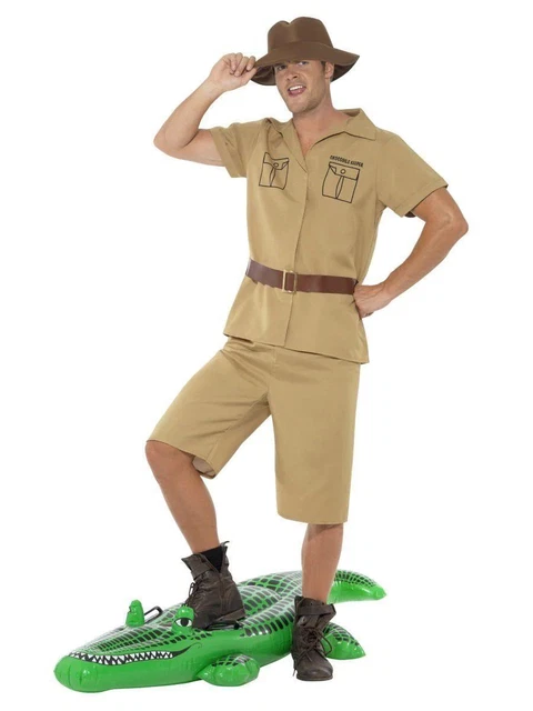 ADULT SAFARI MAN Suit & Hat Australian Icon Crocodile Hunter Fancy ...