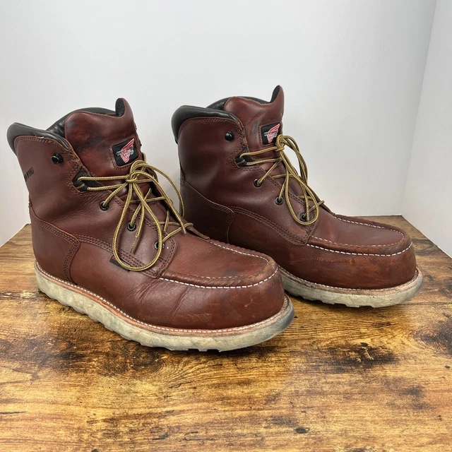 RED WING TRACTION Tred Mens 12 D Brown Leather Waterproof Safety Toe ...