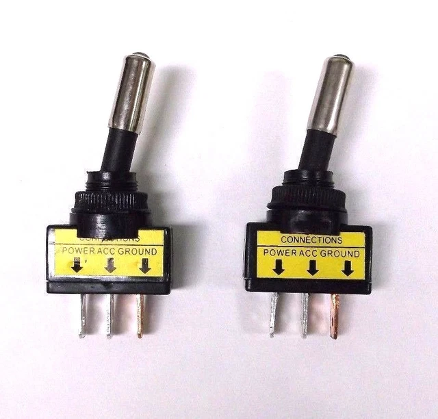 2 BBT LIGHTED Red LED Heavy Duty On/Off 12 volt 20 amp Toggle Switches ...