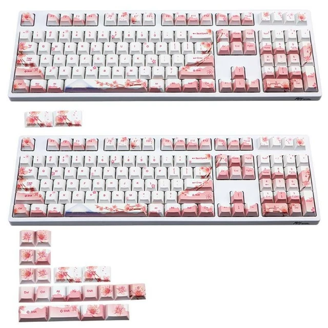 PBT CHERRY BLOSSOM Keycap Mechanical Keyboard Cherry Profile Dye ...