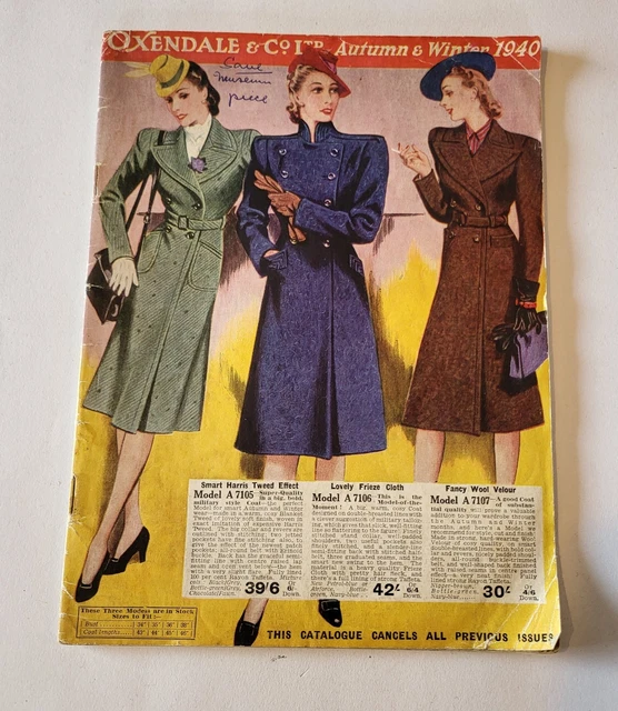 RARE VINTAGE WWII British Oxendale autumn/winter 1940 92 page fashion ...