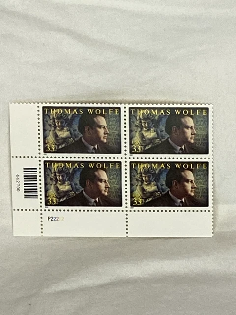 US THOMAS WOLFE Novelist 33c Stamp Plate Block of 4 Scott #3444 £1.66 ...