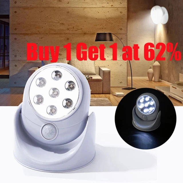 LED LIGHTS BATTERY Powered 360° PIR Motion Sensor Outdoor Garden Wall ...
