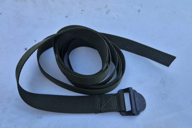 RARE GENUINE BRITISH Army Surplus Olive Utility Webbing Strap Metal end ...