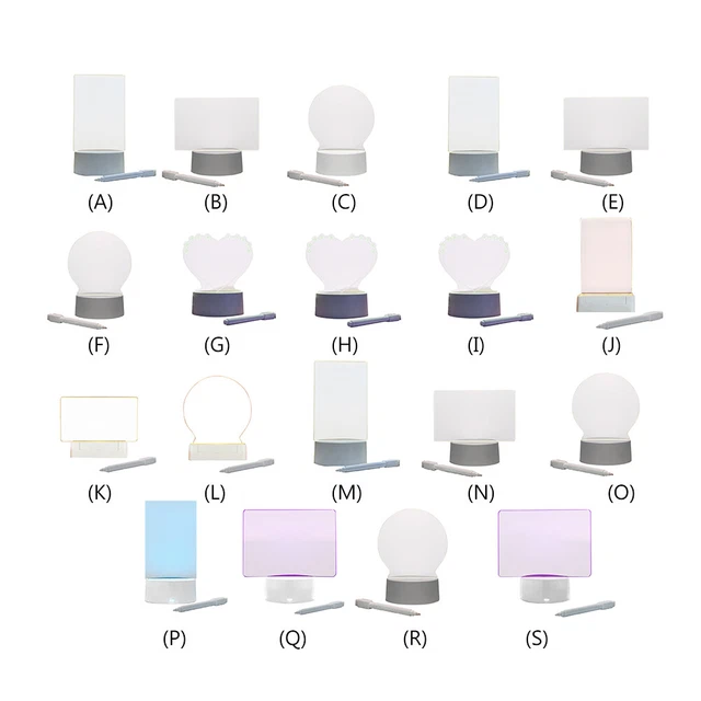 LED BEDROOM LAMP Rewritable Acrylic DIY Message Board Light for Home ...
