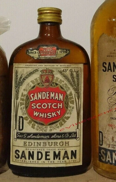 ANCIEN WHISKY SCOTCH SANDEMAN Blended bouteilles1940-1950's flasque 50 ...