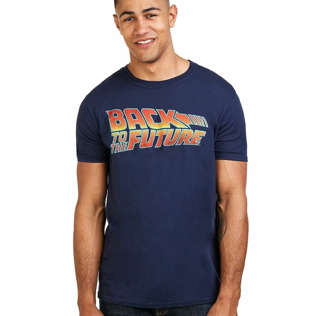 OFFICIAL BACK TO The Future Mens Retro Logo T-shirt Navy S-2XL £9.99 ...