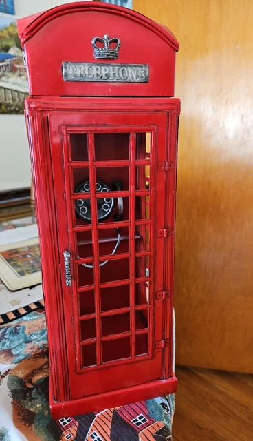 BRITISH TELEPHONE RED Box Telephone Metal Small Kiosk With Coronation ...