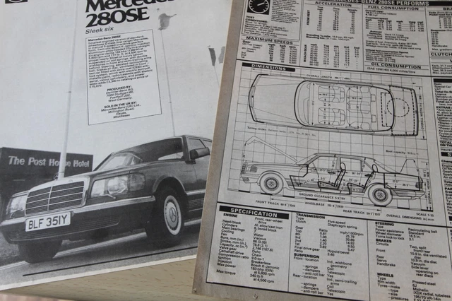 ORIGINAL 1983 AUTOCAR magazine road test: MERCEDES-BENZ 280SE (folded ...
