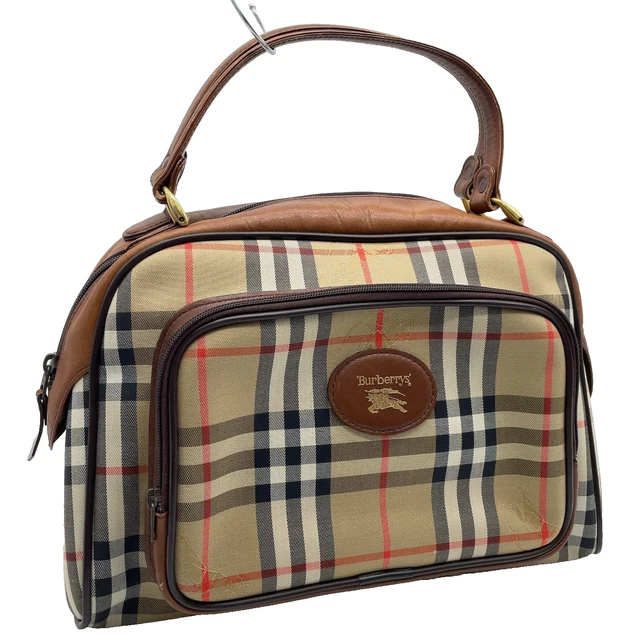 AUTHENTIC BURBERRYS NOVA Check Canvas Leather Beige Hand Bag NS120922 £ ...