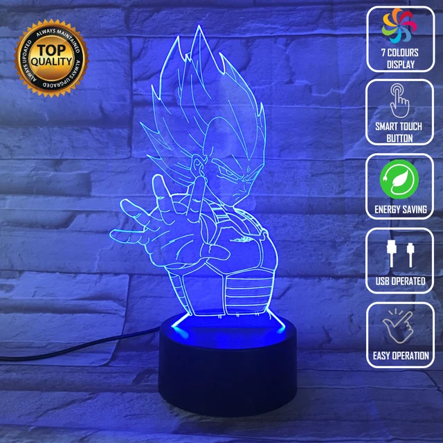 DRAGONBALL Z VEGETA GOKU 3D Acrylic LED 7 Colour Night Light Touch ...