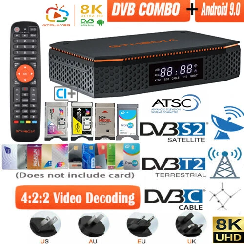 8K DECODER TIVUSAT 4K HD CAM Sat Terrestre Ricevitore Android TV Box DVB-S2/T2/C EUR 122,99 ...