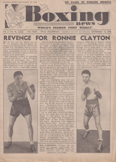 RAY FAMECHON V Ronnie Clayton Feature Boxing News Magazine 16th ...