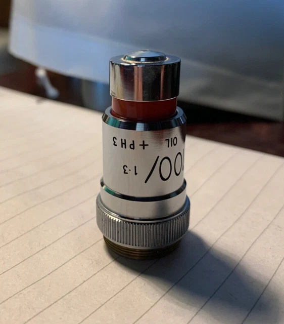 VINTAGE VICKERS MICROSCOPE Objective Lens 100x NA1.3 PH3 Oil Immersion ...