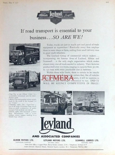 LEYLAND, ALBION & SCAMMELL Commercial Vehicles #6, Original 1957 Advert ...