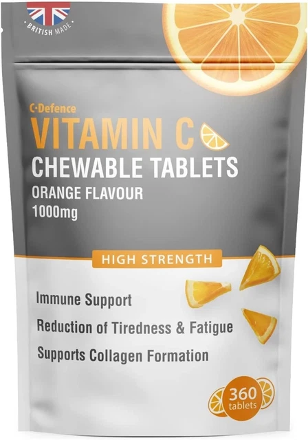 VITAMIN C 1000MG Chewable - High Strength - 360 Tablets - Supports ...