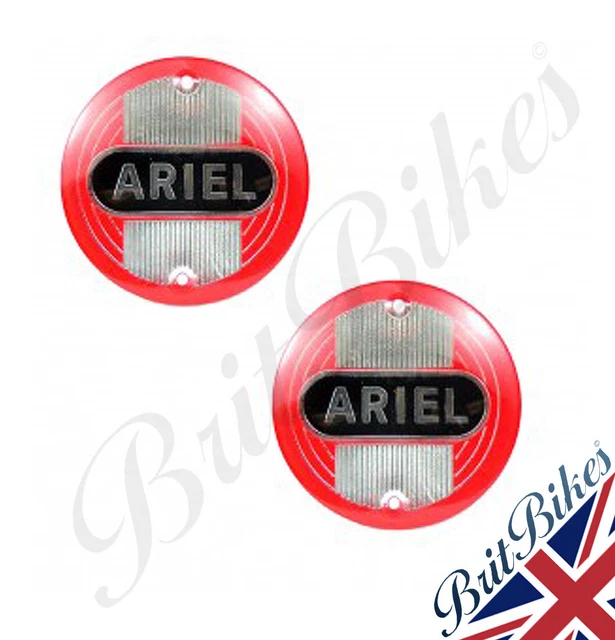 PAIR OF RED Ariel Round Tank Badges - Square 4, Nh, Vh & Fh - 5004-54 £ ...