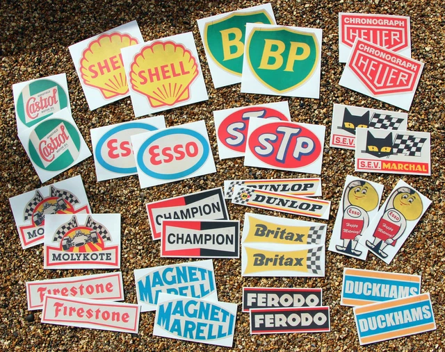 CLASSIC CAR RALLY/RACE HUGE 32 'WORN RETRO EFFECT' sticker decal set ...