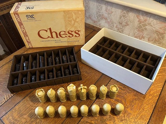 STUDIO ANNE CARLTON Chess Set Medieval Mask Old Discontinued Version ...