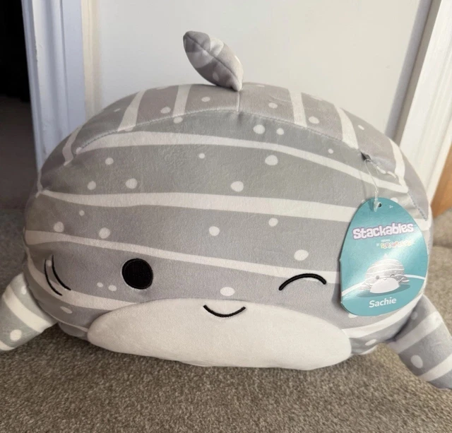 ORIGINAL SQUISHMALLOWS STACKABLES 12-Inch Sachie the Grey Striped Whale ...