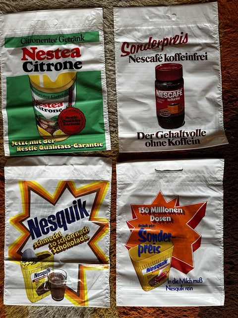 RARE LOT ANCIEN Grand sac plastique publicitaire Nesquik Nestle Nescafé ...