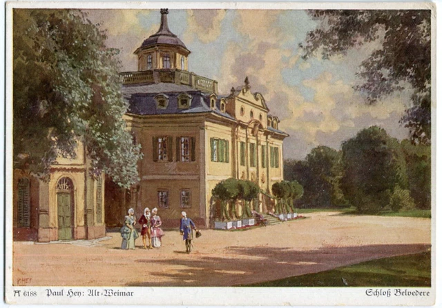 PAUL HEY ARTIST AK WEIMAR, Old Weimar, Castle BELVEDERE 20/30s £3.89 ...