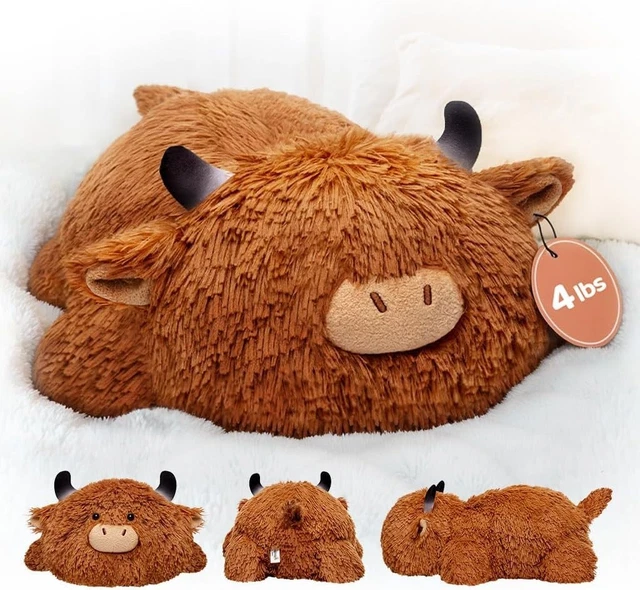 MEWAII WEIGHTED HIGHLAND Cow Plush 23 inch Stuffed Animal Pillow For ...
