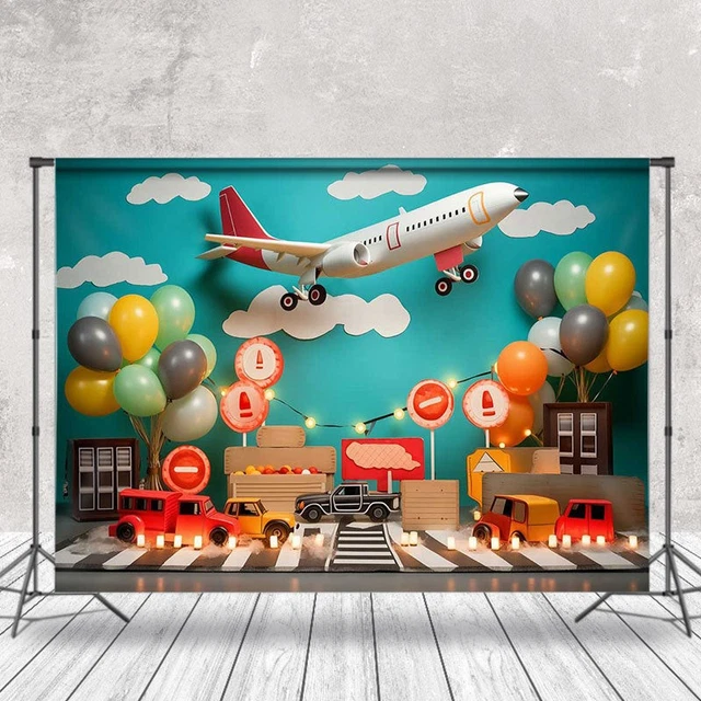 PLANE BALLOON BLUE Sky Street Car Cake Smash Backdrop $35.97 - PicClick AU