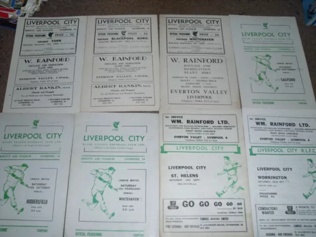 VINTAGE LIVERPOOL CITY Rugby League Programme Collection Homes 1962/63 ...