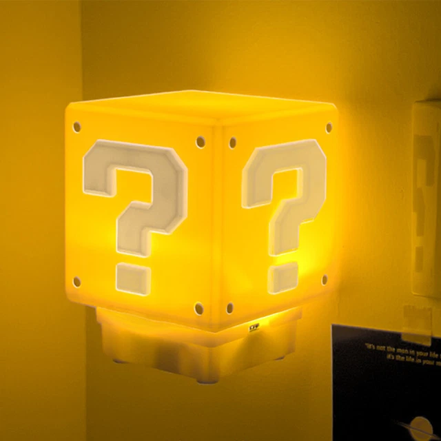 SUPER MARIO BROS Question Mark Block Night Light up Lamp Nintendo Bros ...
