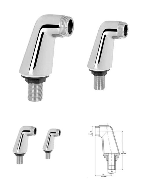 HYDROBIL CHROME ELBOW Pillars for Bath Mixer Tap Ideal Adapter 1 2 BSP ...