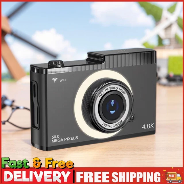 4K FHD 50MP Digital Camera Compact Camera 2.4inch IPS Screen WIFI Anti ...