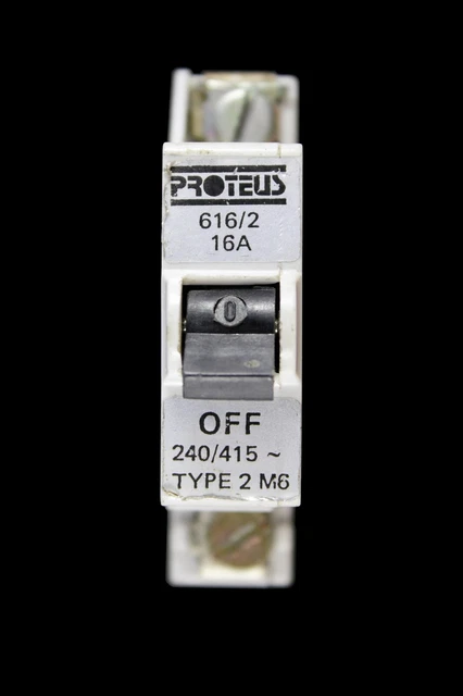 PROTEUS 16 AMP Type 2 M6 Mcb Circuit Breaker 616/2 G £9.95 - PicClick UK