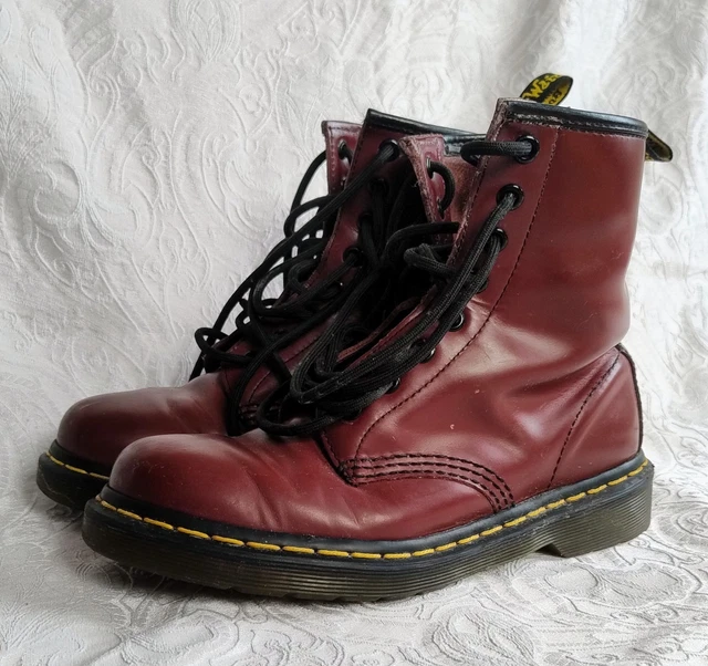 DR MARTENS LEATHER Oxblood Red Burgundy Boots UK Size 4 Eu37 £57.90 ...
